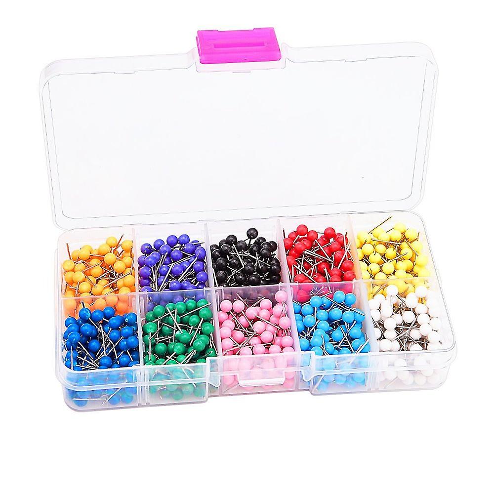 1000 Pieces Tacks, Round Head Pins, Map Pins, Tacks, with Steel Tip and ...