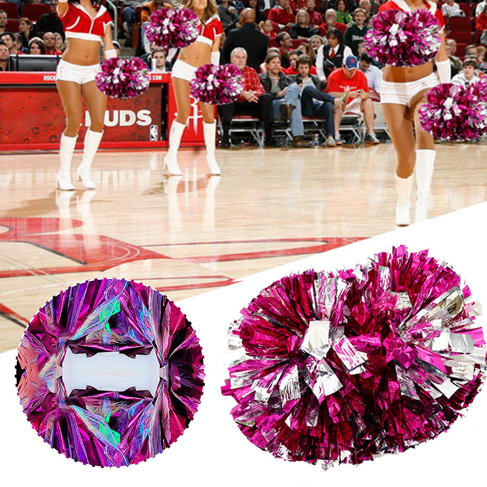 Double-headed Metallic Pom Poms Cheerleading Flower Ball with Handle ...