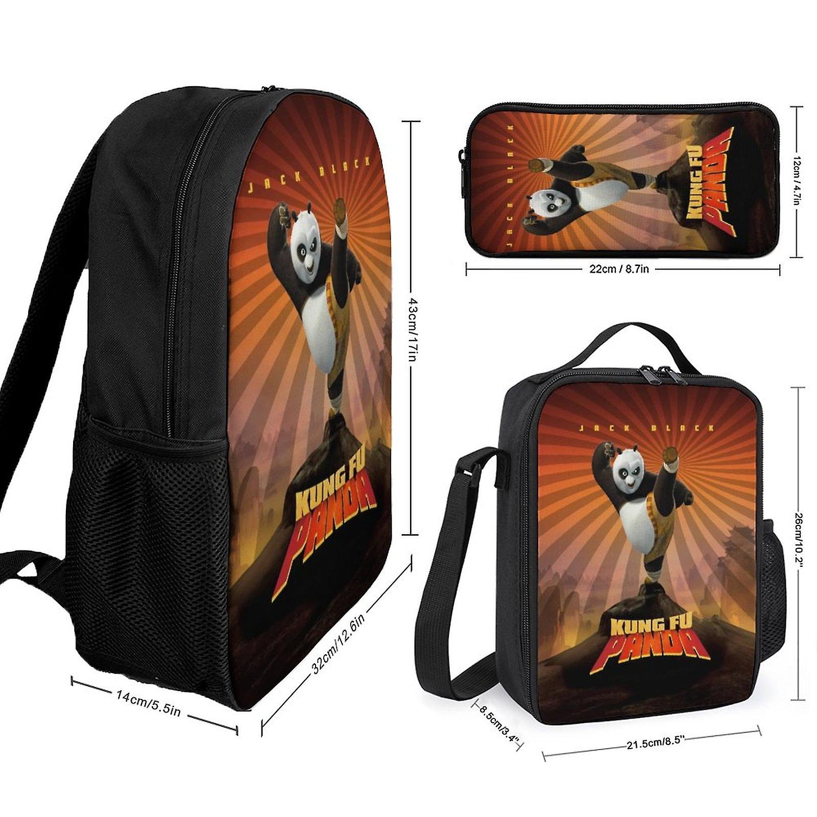 Kung Fu Panda Backpack With Lunch Bag Pencil Bag 3D Printing Cartoon ...