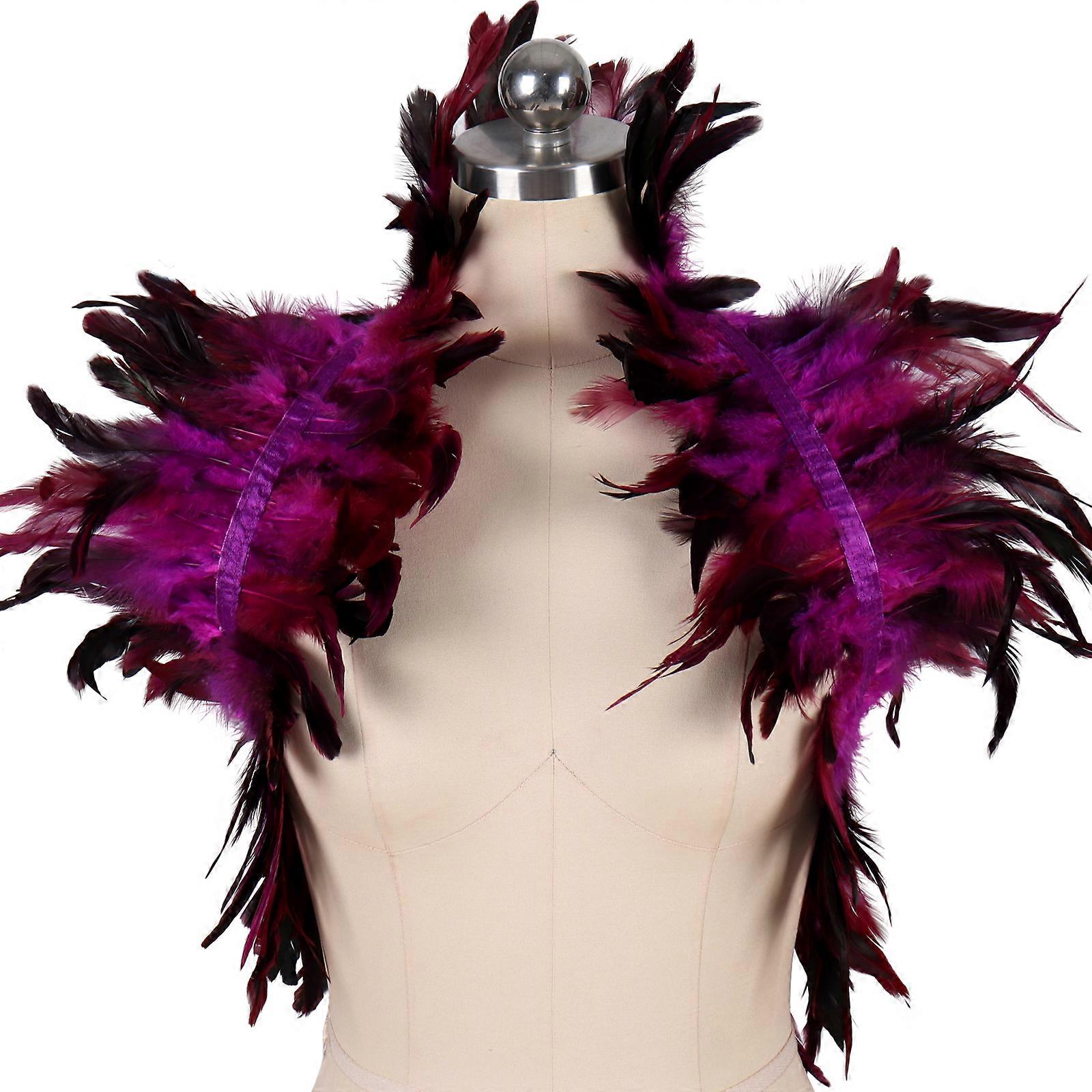 Black Natural Feather Shrug Shawl Shoulder Wraps Cape Gothic Collar ...