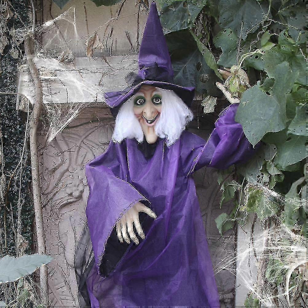 Halloween Standing Scary Witch With Led Eyes Sounds Haunted House Props ...
