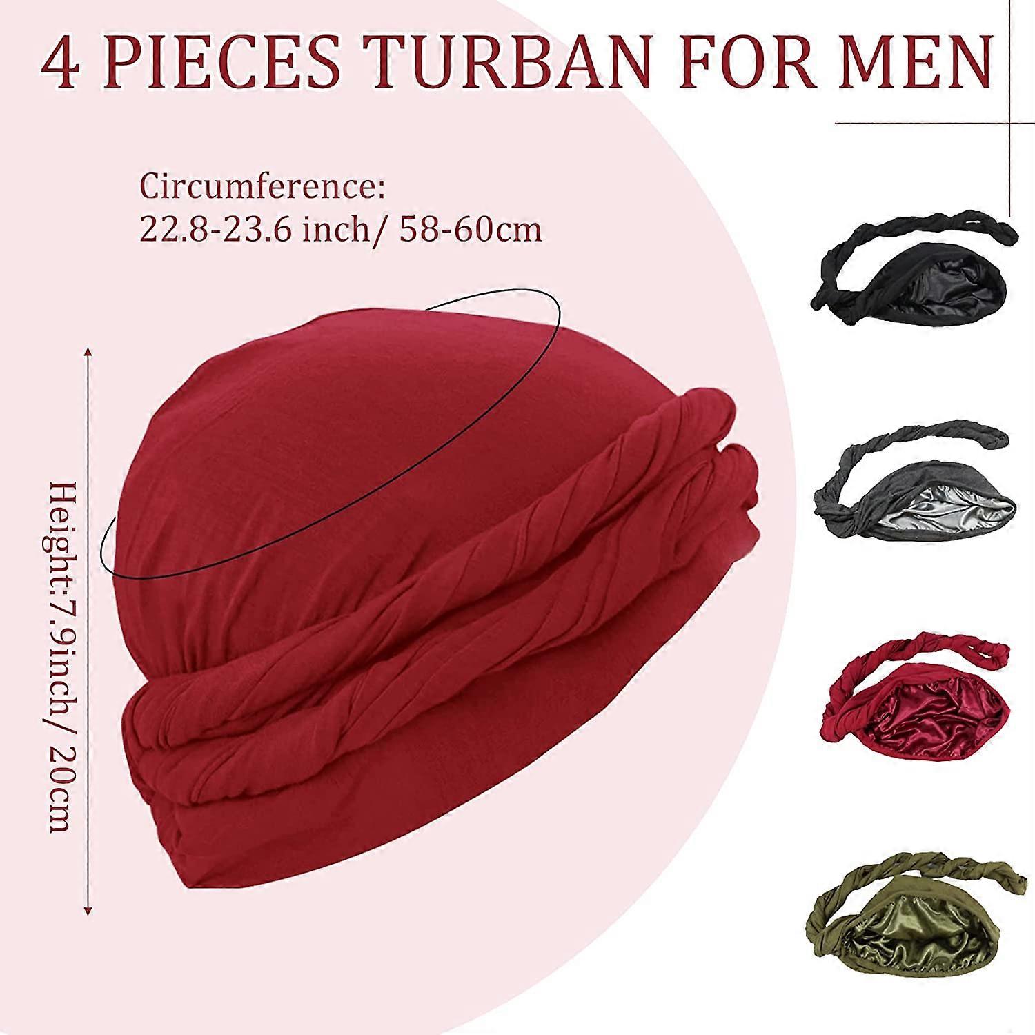 4 PCS Turban for Men Halo Turban Durag Vintage Turban Twist Head Wraps ...