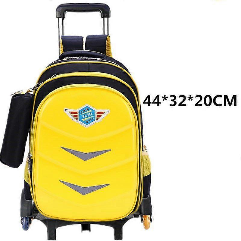 PU School trolley backpack for boys Schoolbag with wheels for girls ...