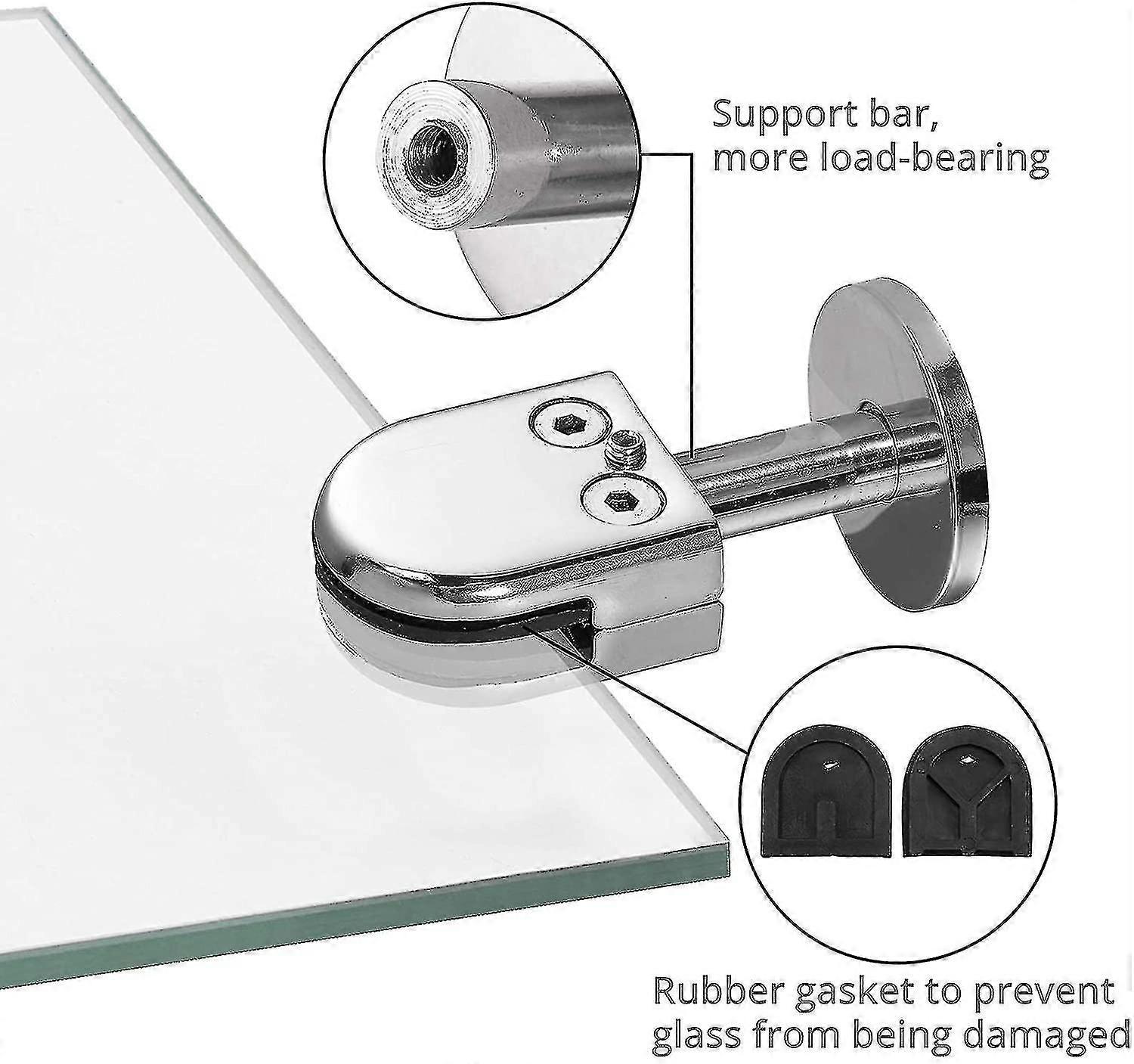 Glass Clamps 4 Pcs 304 Stainless Steel Glass Bracket Adjustable Glass ...