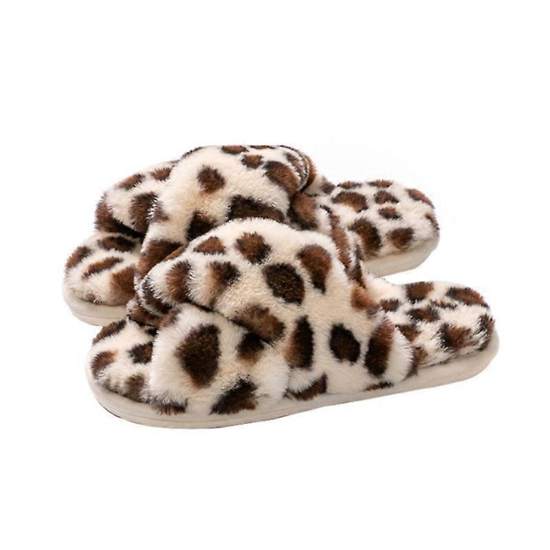 Kvinder Fuzzy Memory Foam Slippers - Cross Band Cozy Plys Home Slippers ...
