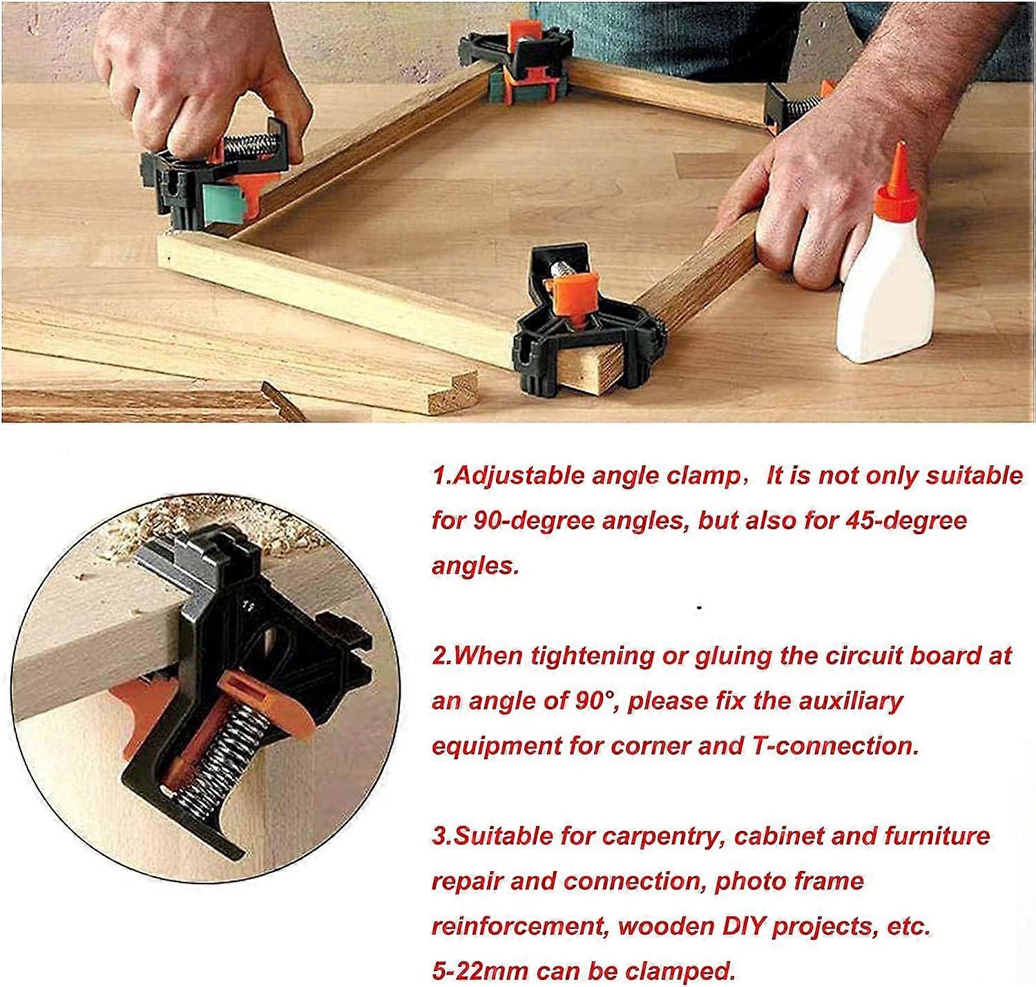 4 Pieces 90 Branches of Angle Clamps, Allde Wood Clamps Angled ...