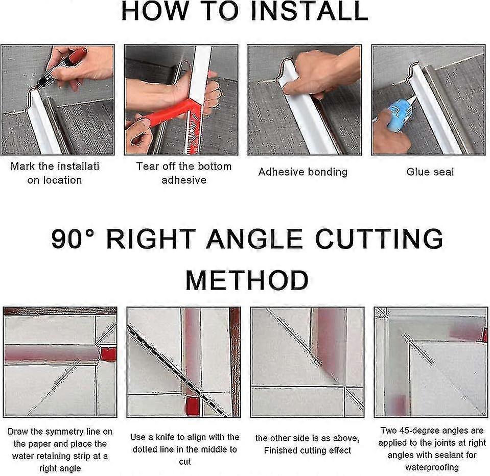 2m Shower Threshold Water Barrier, Wet Room Bathroom Kitchen Floor ...