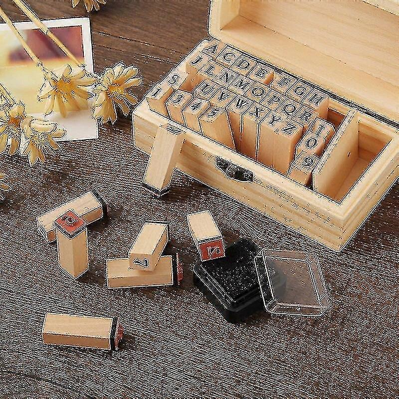 Self Inking Number Letter Stamp School Stationery Wood Rectangle Kids ...