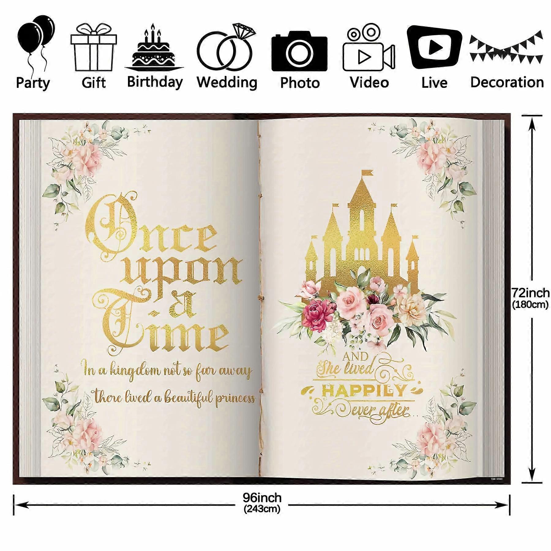1pc, Fairy Tale Books Photography Backdrop - Romantic Once Upon A Time Party Decorations ...