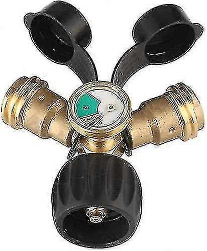Propane Splitter Y-splitter Adapter With Gauge Solid Brass Leak ...
