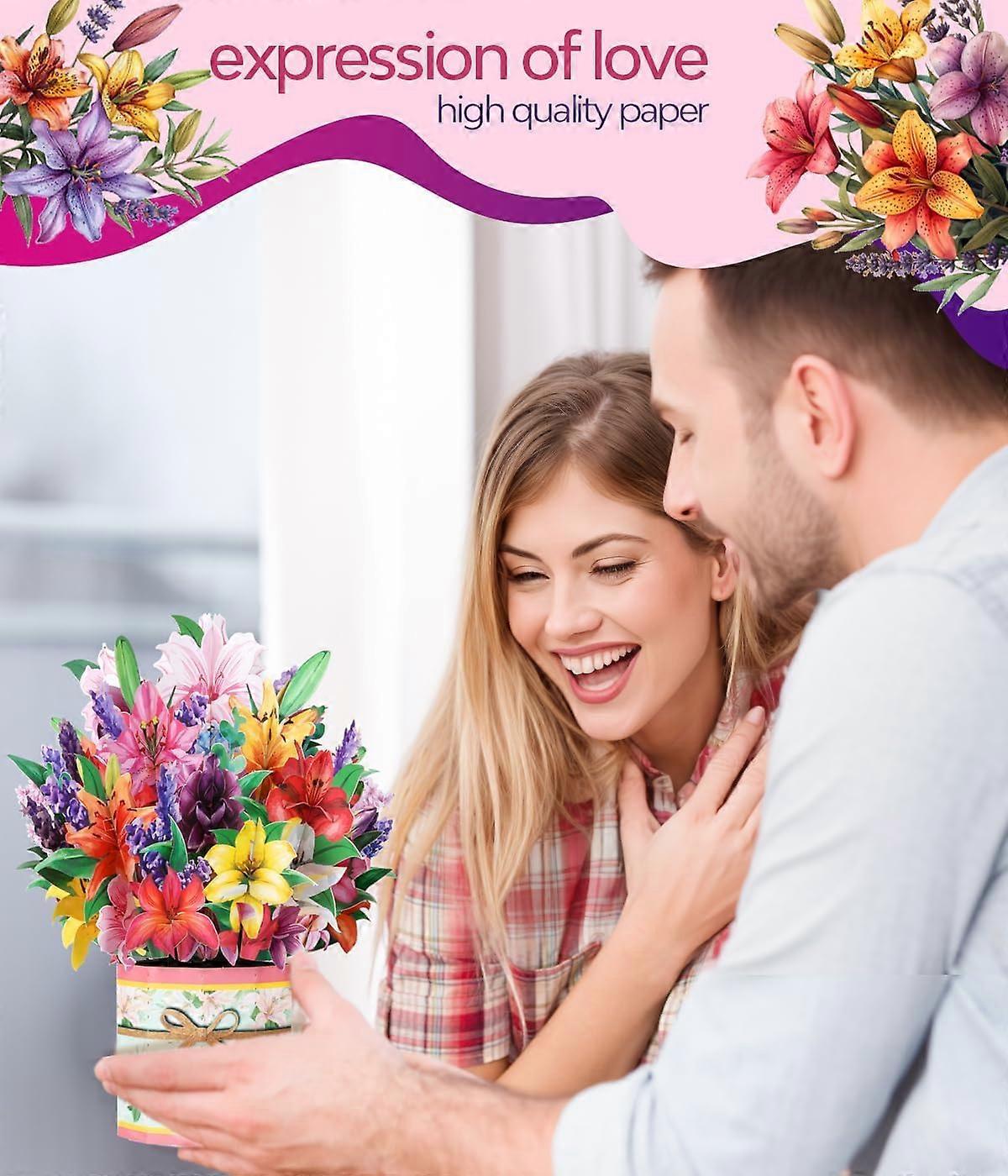 3D Bouquet Pop Up Card, Mother's Day Card 3D Paper Floral Greeting Card ...