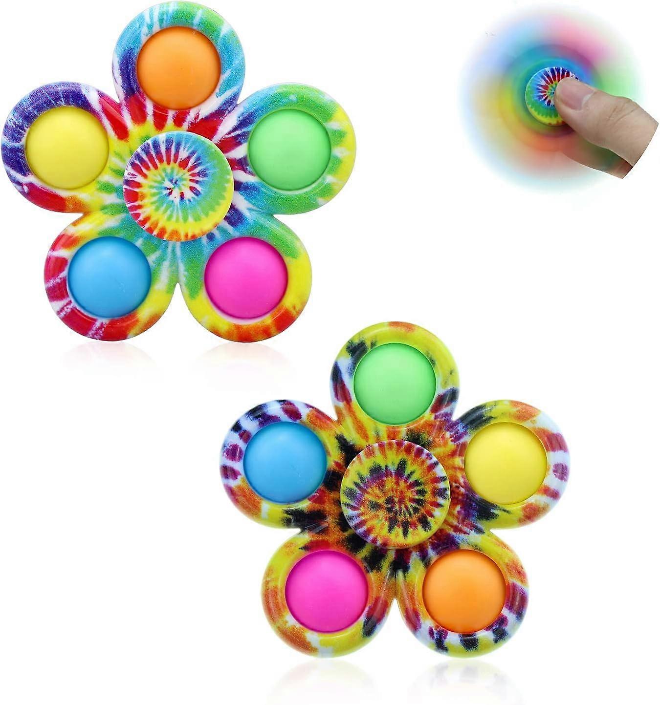 Fidget Spinners 2 Pack, Tie Dye Pop Fidget Spinner Poppet for Kids ...