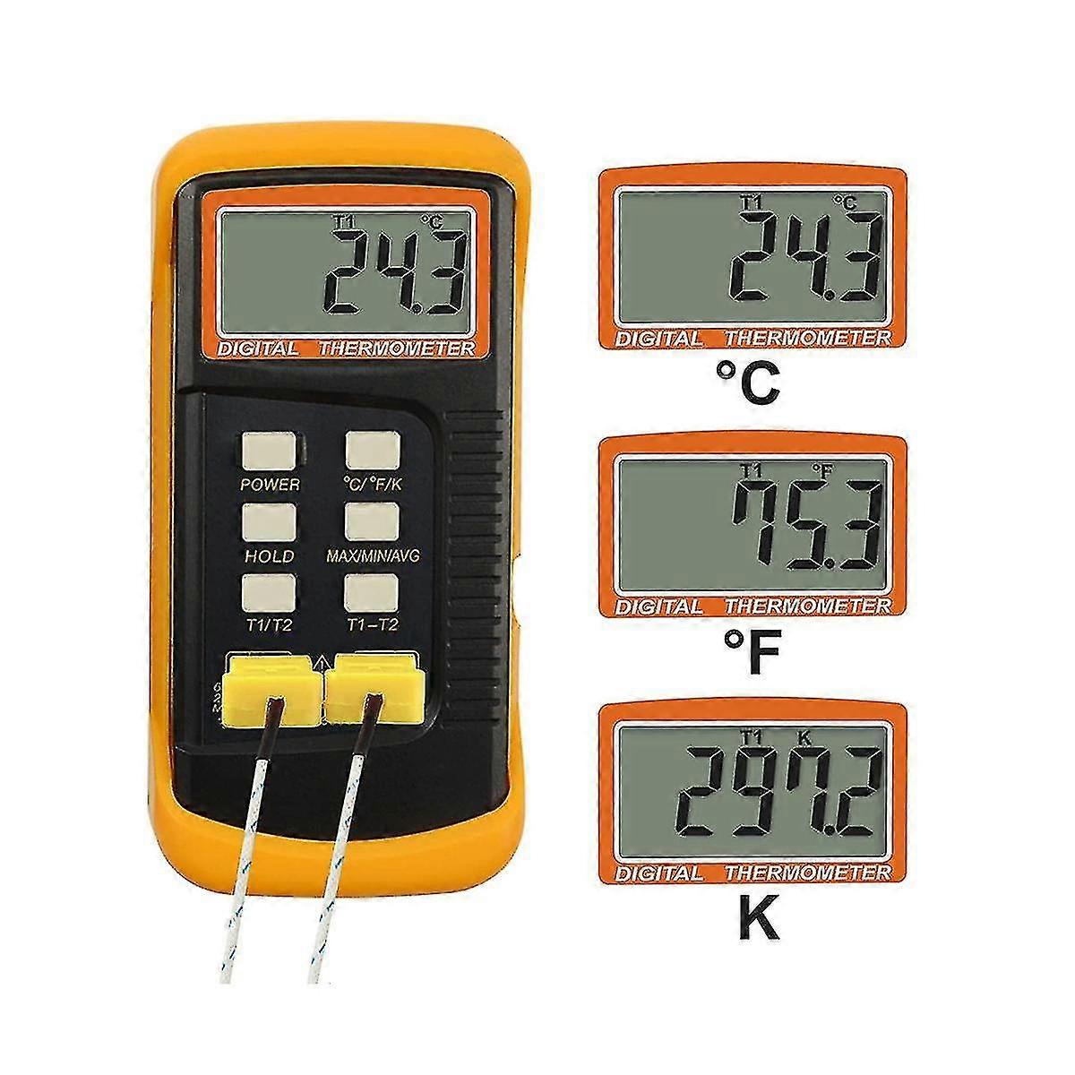 Digital K-type Thermocouple Thermometer (-50-1300c) With Dual Channels ...