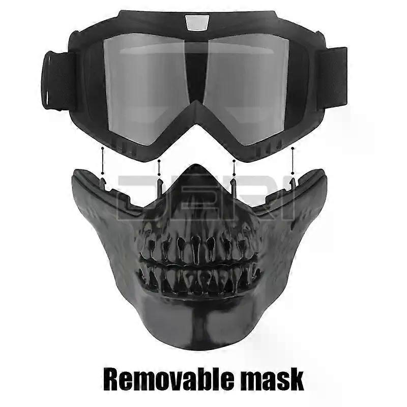Detachable Motorcycle Goggles Mask Skull face mask Wind proof Motocross ...