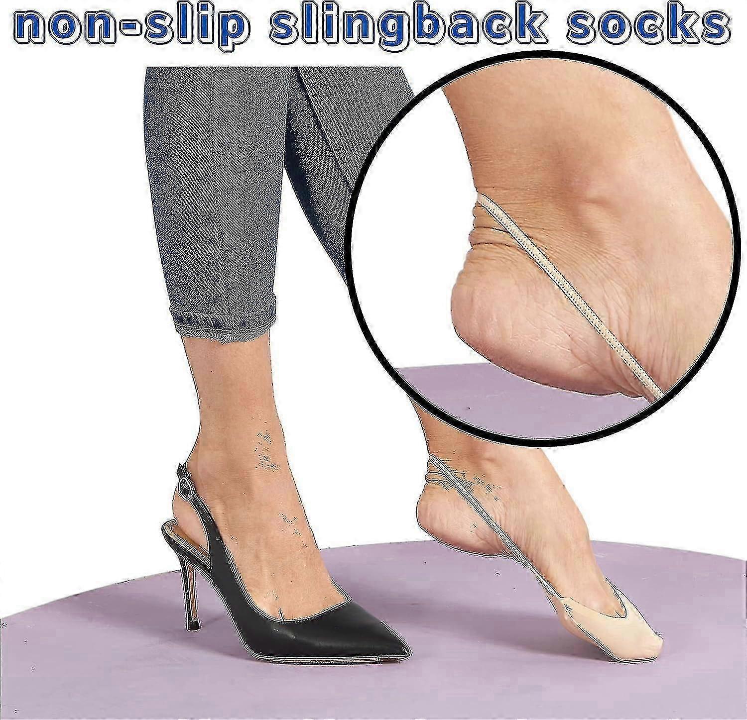 Women's Slingback Sheer Liner Sock Ladies Invisible Toe Cover Socks Low ...