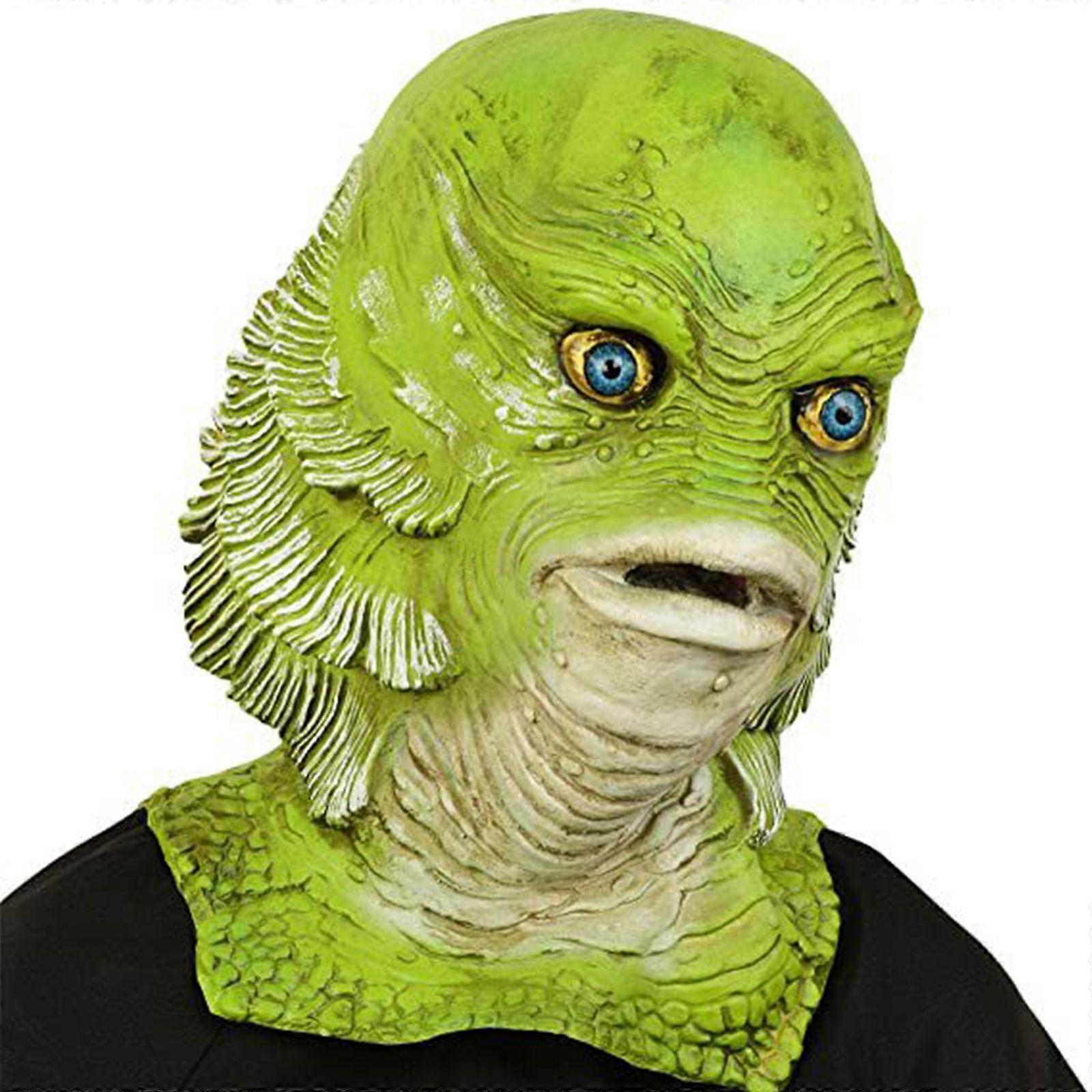 Funny Green Fish Rubber Demon Mask, Latex Full Head Monster Costume for ...