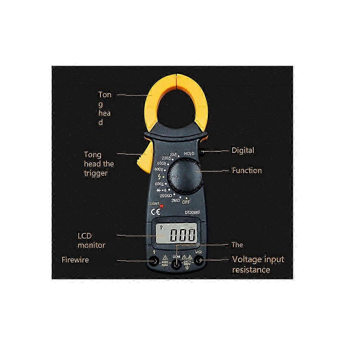 600A AC/DC Digital Amper Clamp Meter Multimeter with NCV Current Clamp ...
