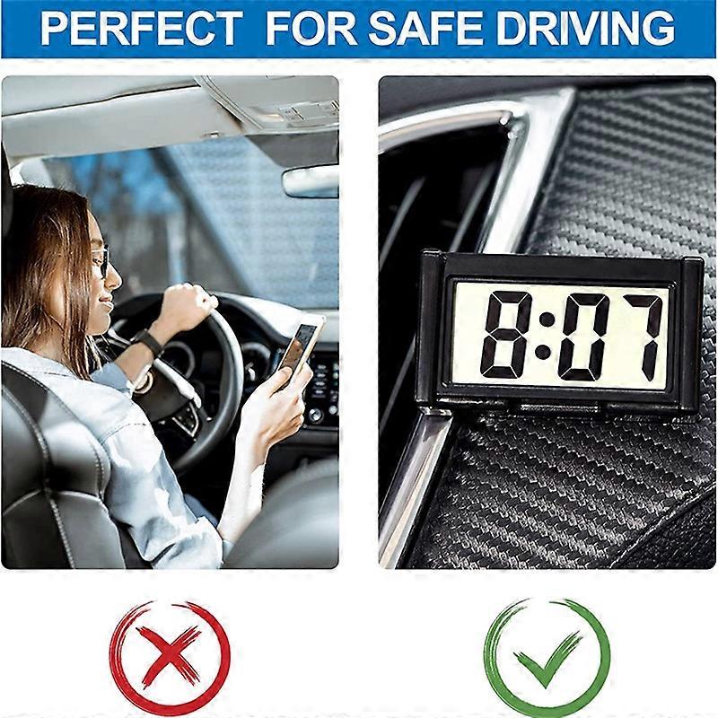 Small Digital Car Dashboard Clock Battery Operated Big Clear LCD Time ...