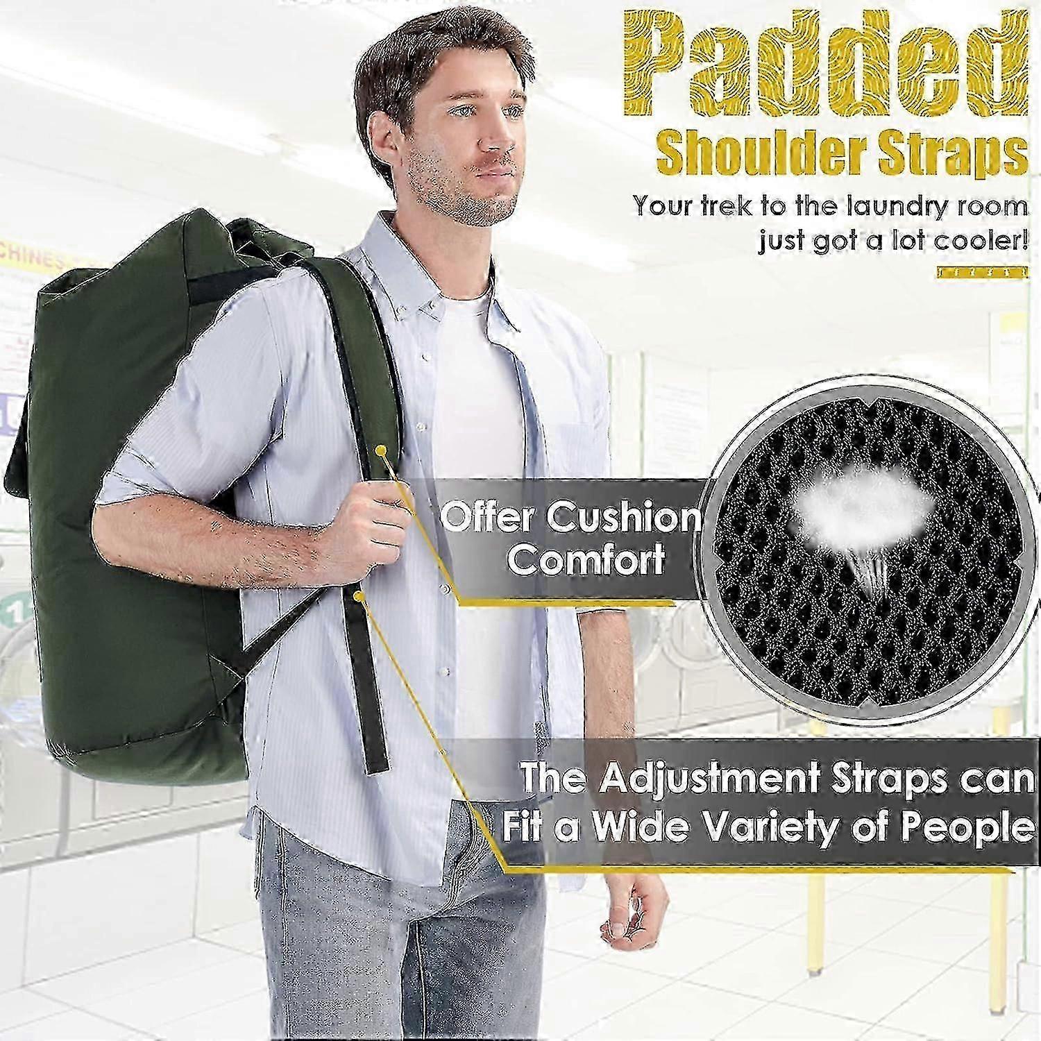 Extra Large Heavy Duty Laundry Bag, 115L Backpack Design, Durable ...