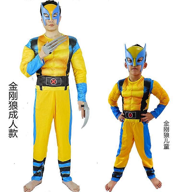 Halloween Wolverine Black Panther Muscle Costume Adult Kids Cosplay ...