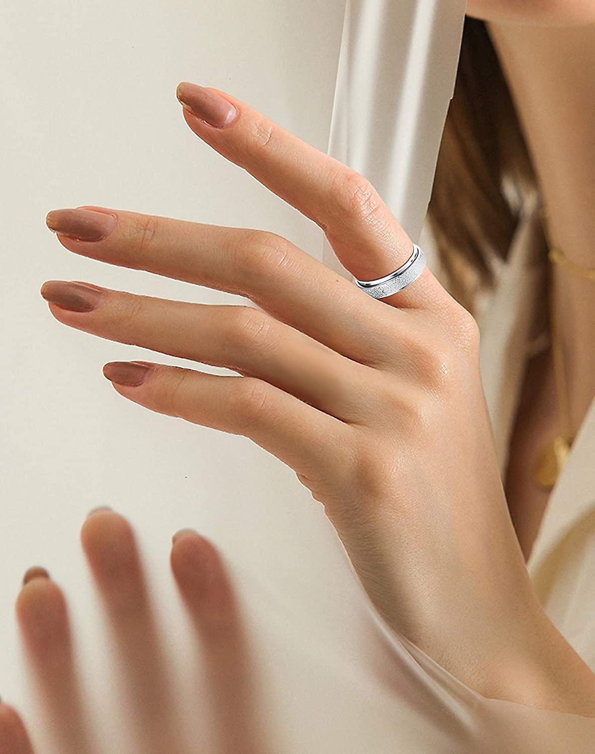 Katea 4pcs Stainless Steel Fidget Band Rings For Women Mens Spinner ...