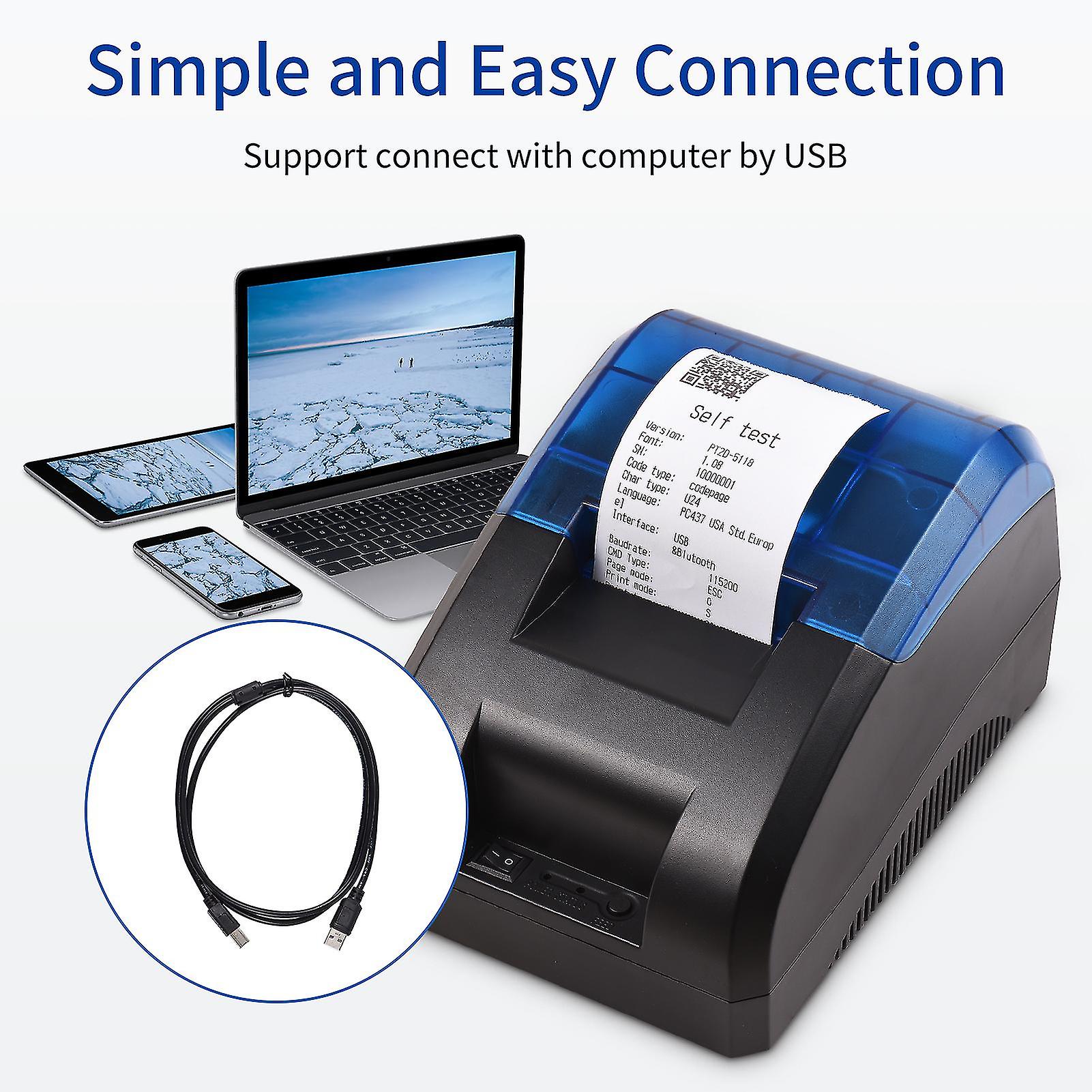 58mm Thermal Receipt Printer Desktop Usbandbt Wireless Connection ...