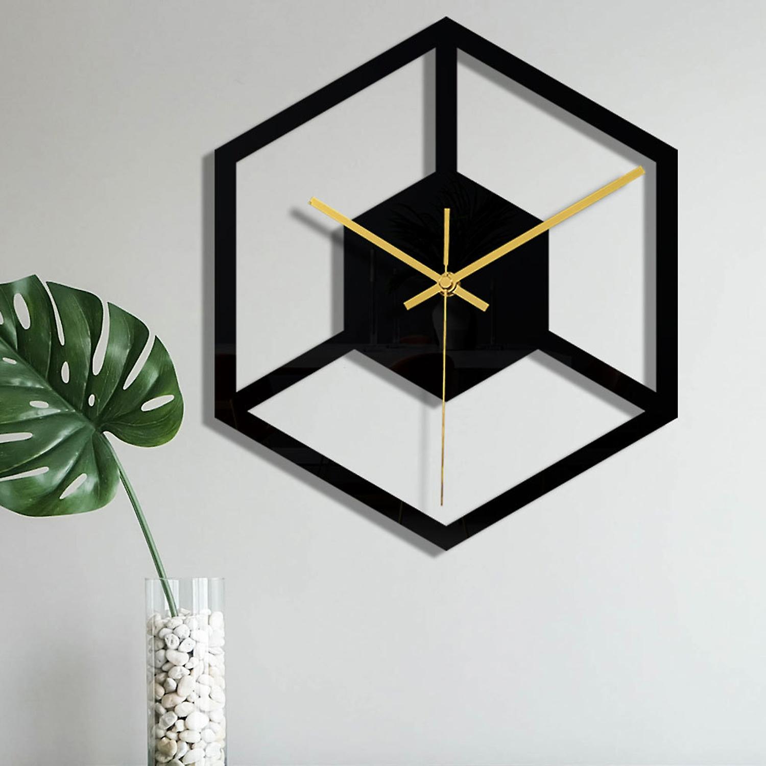 Wall Clock Eye-catching Decorative Acrylic Large Modern 3D Geometric ...