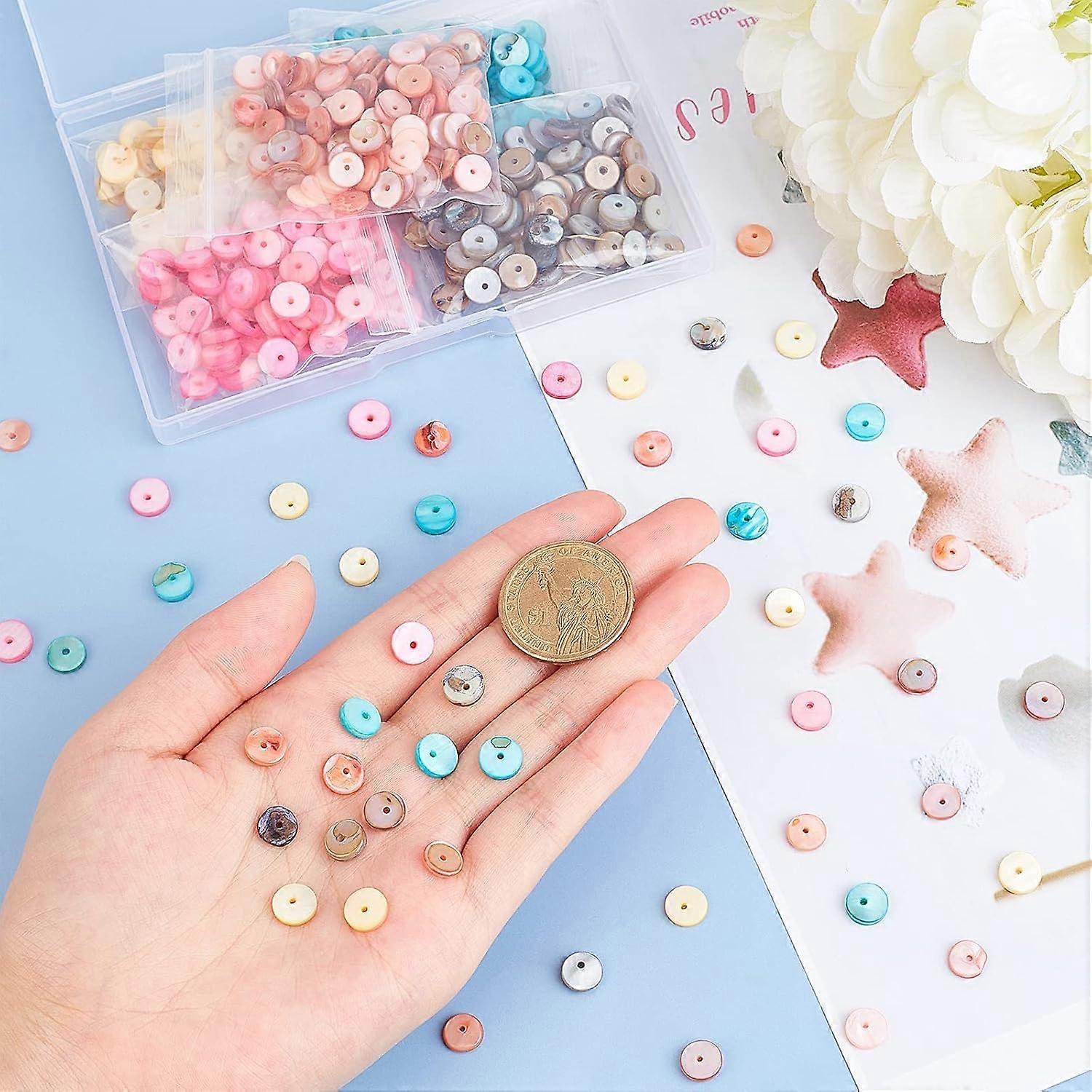 500pcs Shell Beads 5 Colors Natural Freshwater Seashell Beads Heishi ...