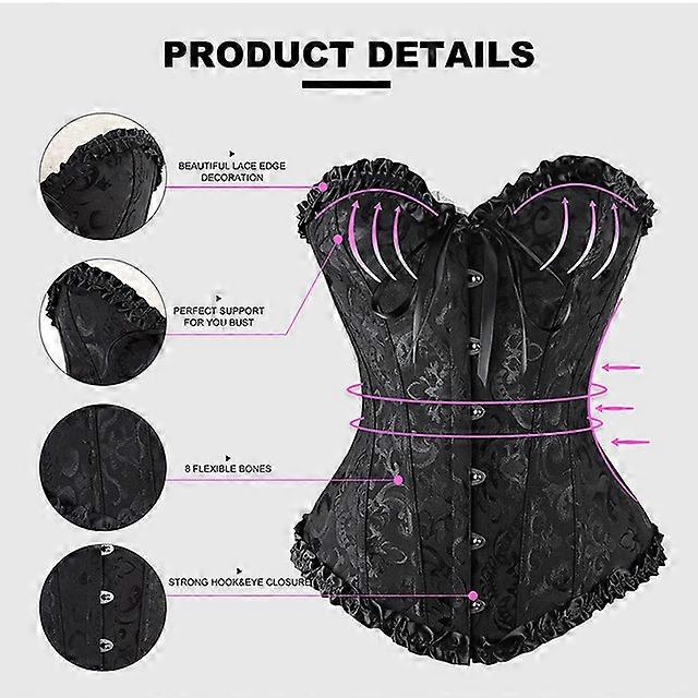 Black Corsets for women Bustiers white Corsets Bridal Lingerie Lace up ...