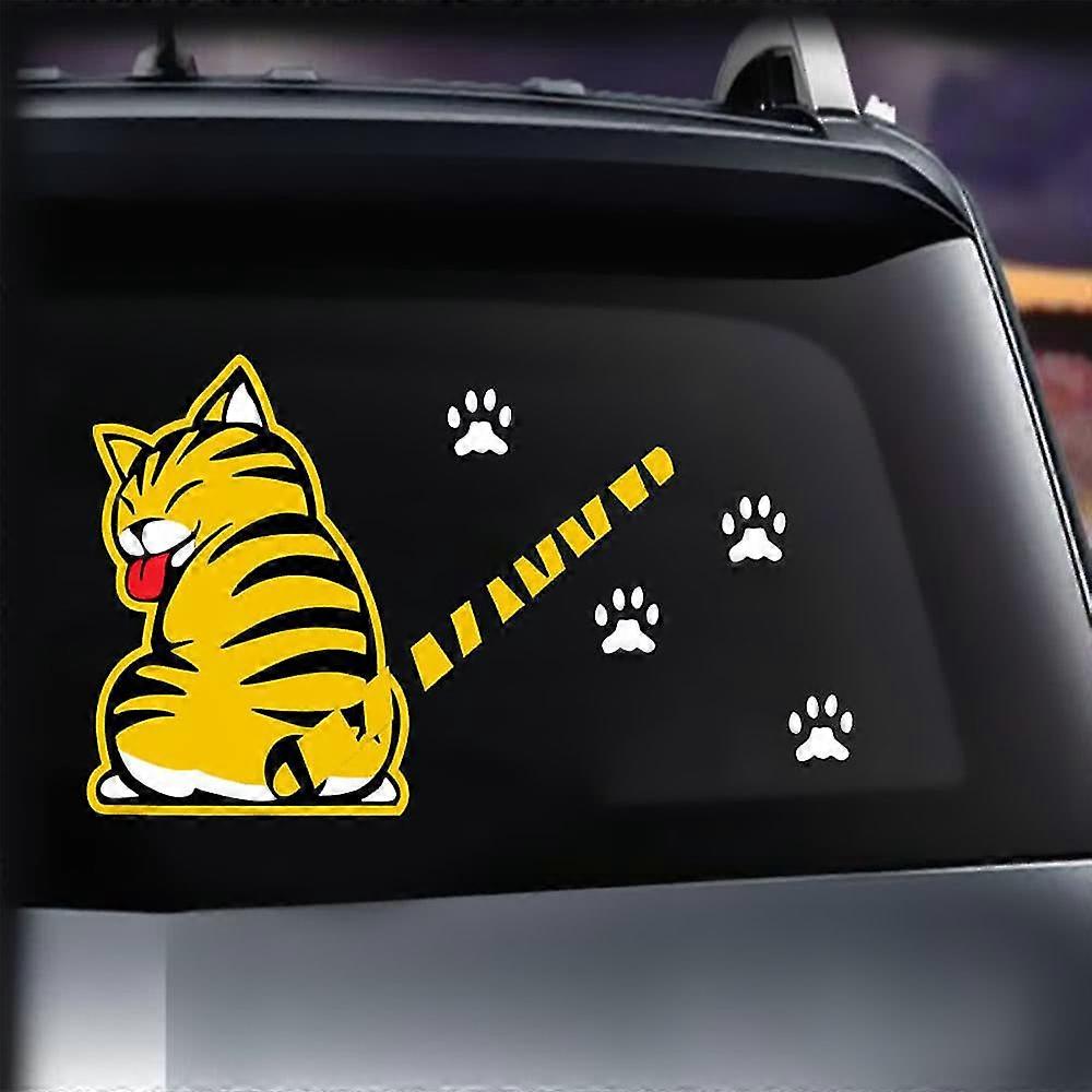 Cartoon Cat Moving Tail Paws Sticker Window Reflective Sheeting 3d Car ...