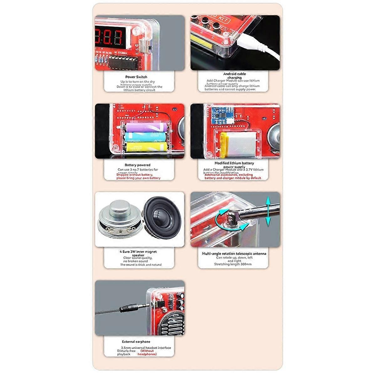 FM Radio DIY Kit Electronic Assembly Soldering Practice Kit 50-108 MHz ...