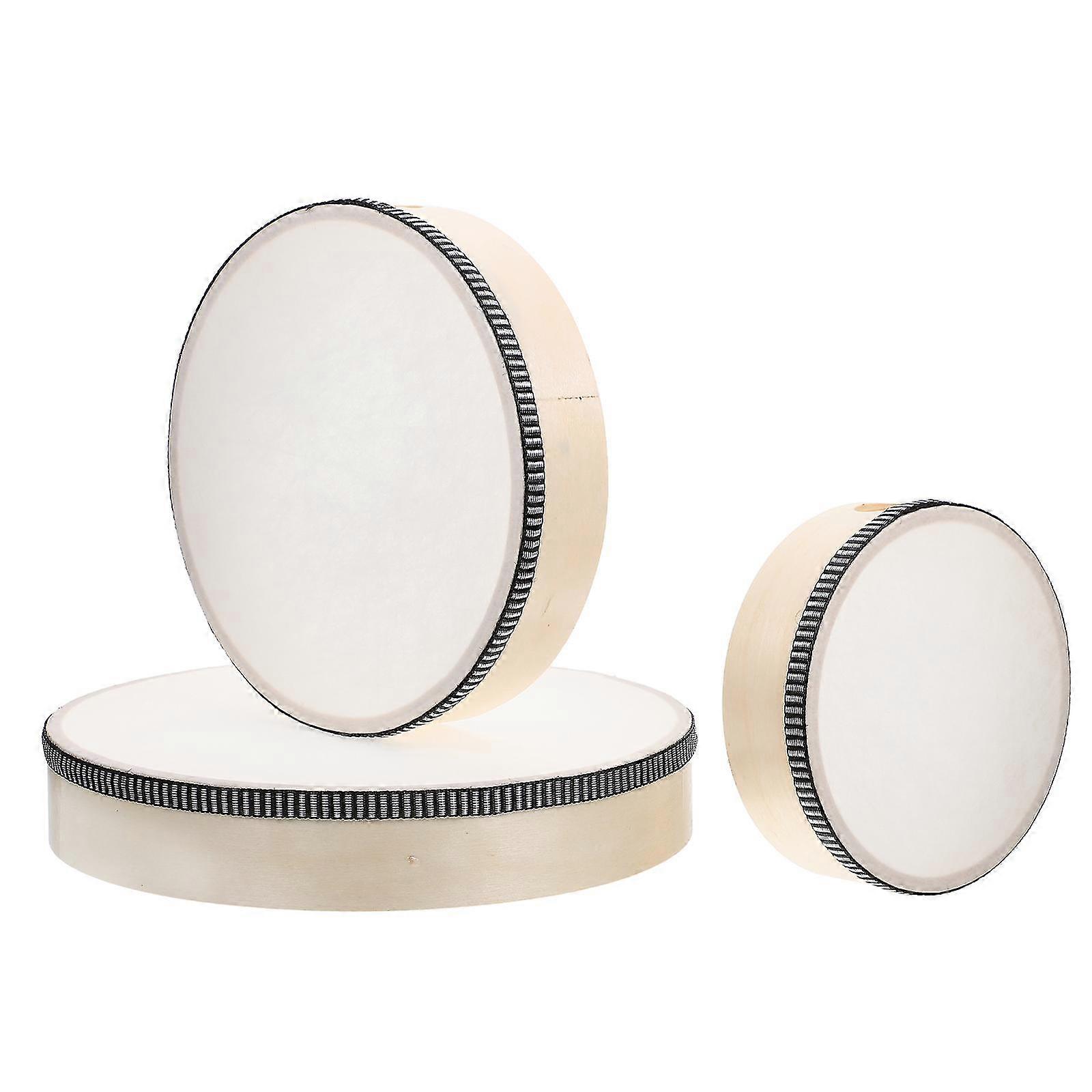 3pcs Tambourine Hand Drums Wood Hand Drum Handheld Tambourine ...