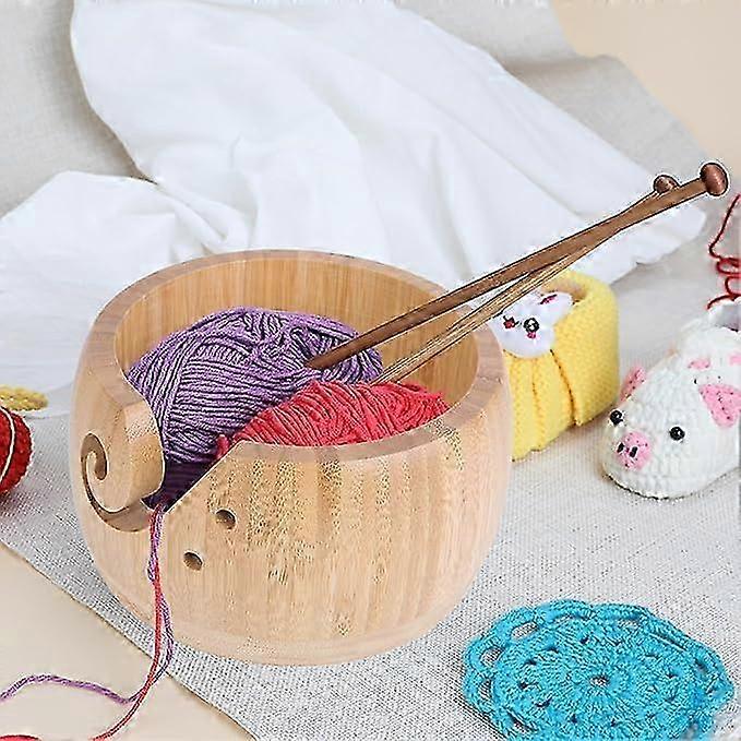 Large Yarn Bowl, Wooden Yarn Bowl with Removable Lid, Hand Knitting ...