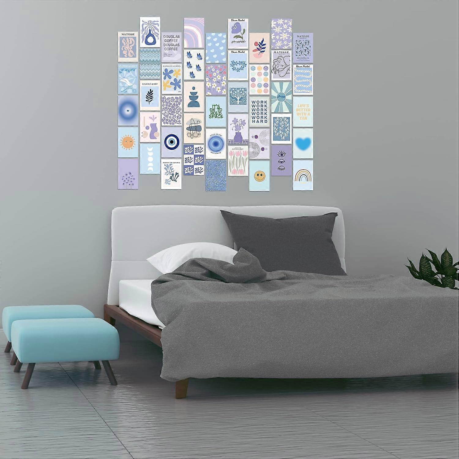 70 Pieces Danish Pastel Room Decor Wall Collage Kit Aesthetic Pictures, Blue Aesthetic Picture ...