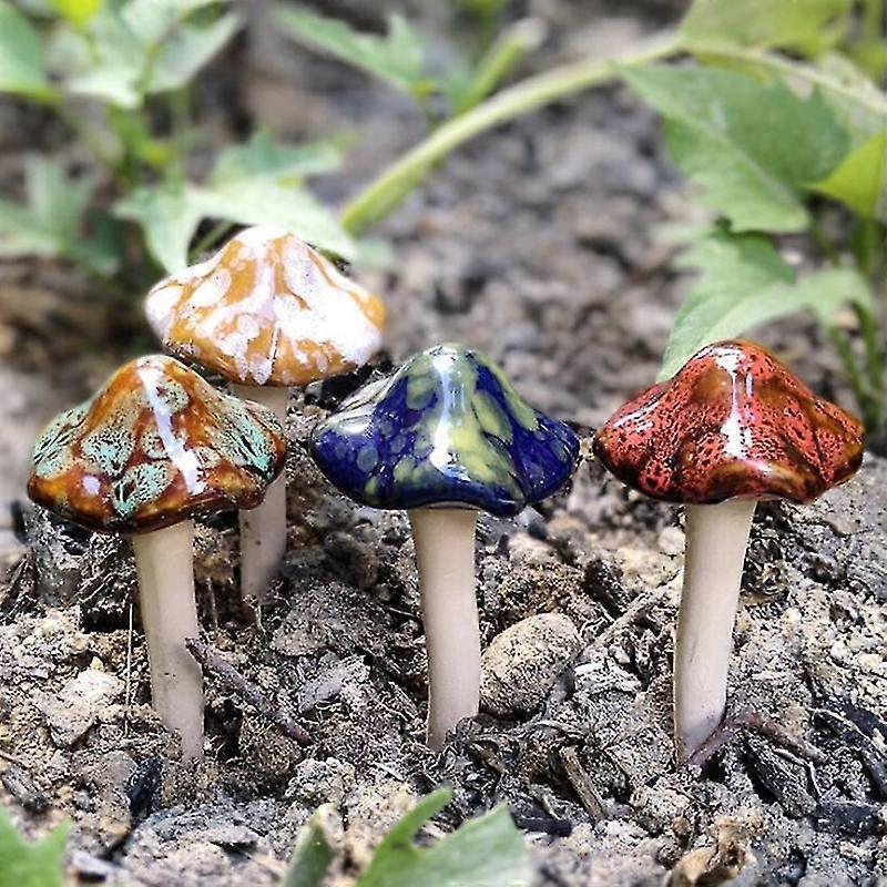 Ceramic Simulation Mushroom Model Bonsai Ornament Diy Home Garden Lawn ...