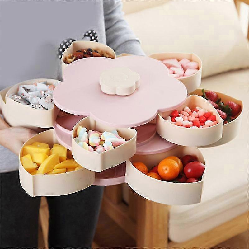 Flower Shaped Snack Box Rotating Candy Box Plastic Snack Storage Tray ...