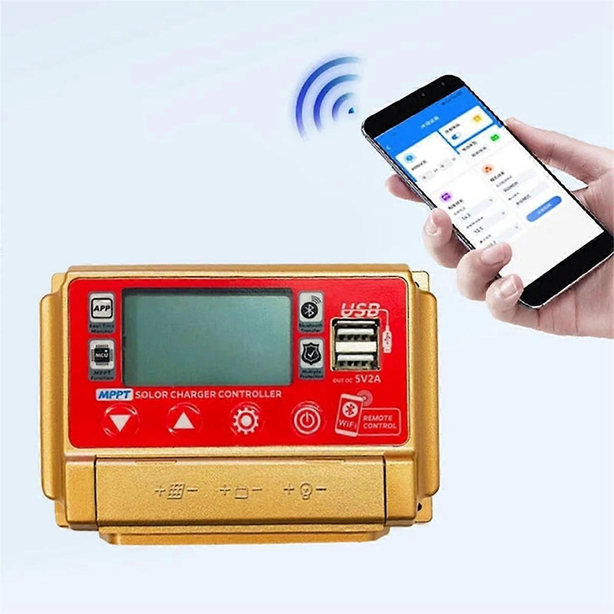 12/24V MPPT Solar Charge Controller Wifi Bluetooth Solar Panel Battery ...