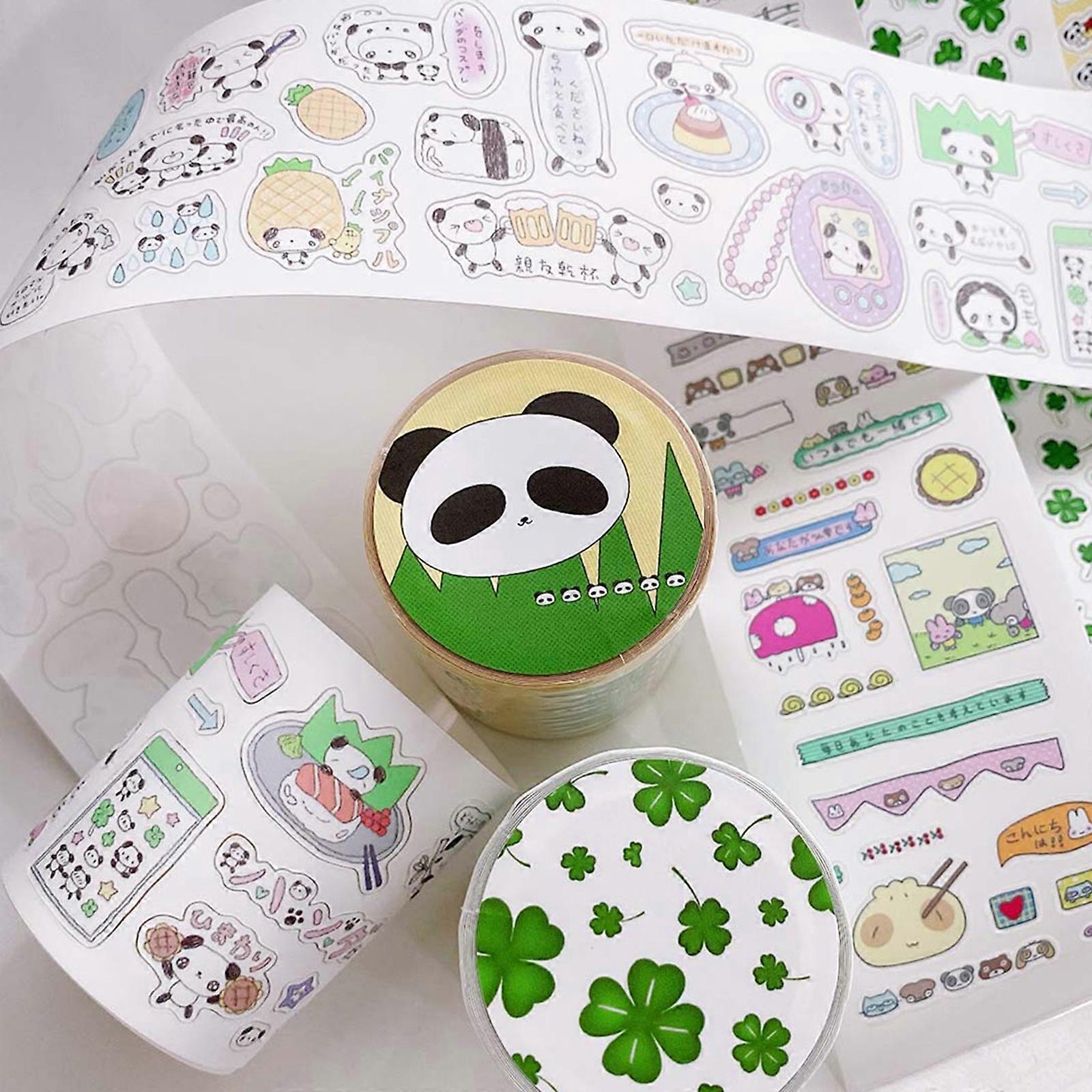 Cartoon Panda Theme Paper Tape Roll 2m Clovers Pattern Decal Sticker ...
