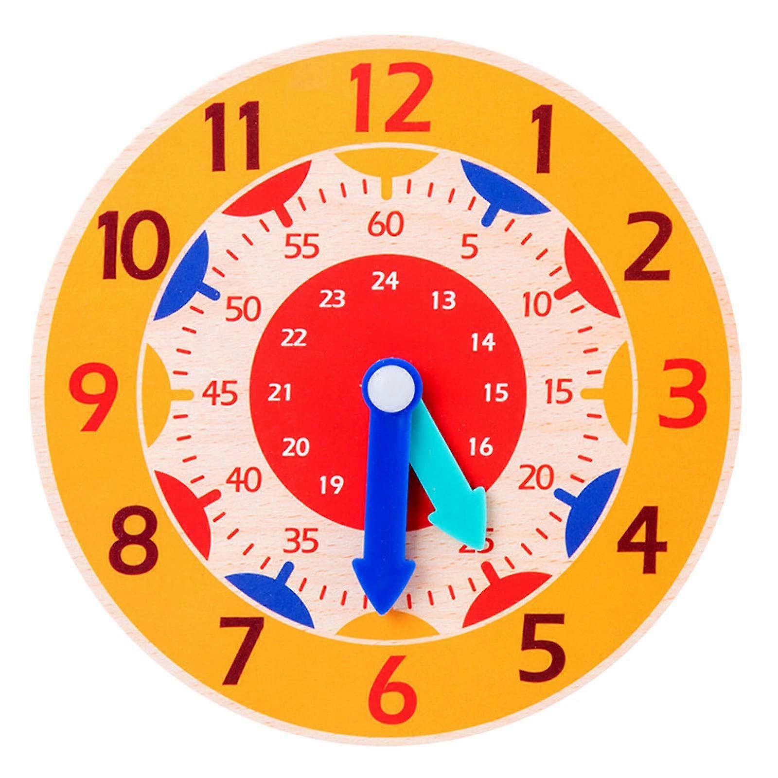 Wooden Teaching Clock Learning Toy for Time Hour Minute Cognition ...