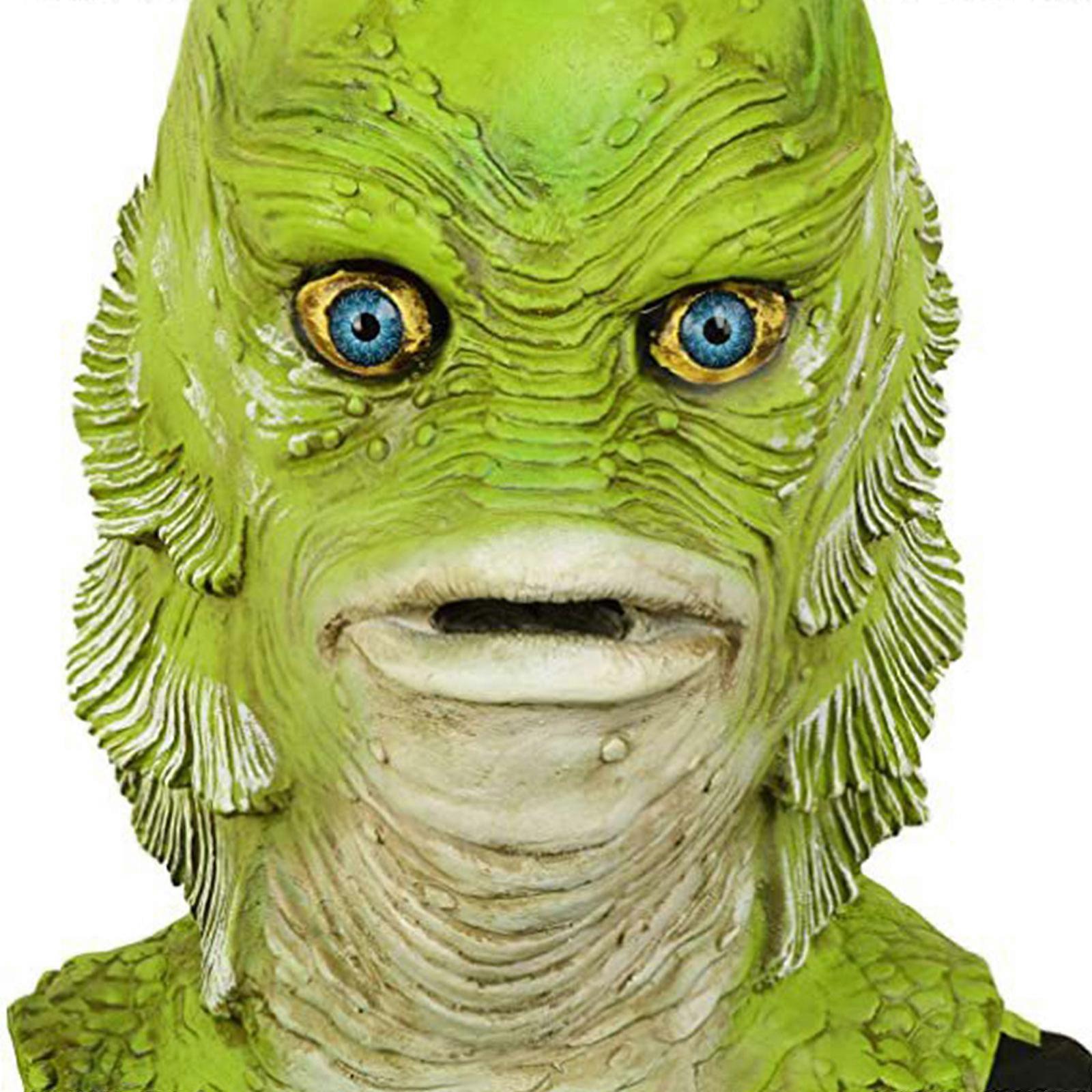 Funny Green Fish Rubber Demon Mask, Latex Full Head Monster Costume for ...