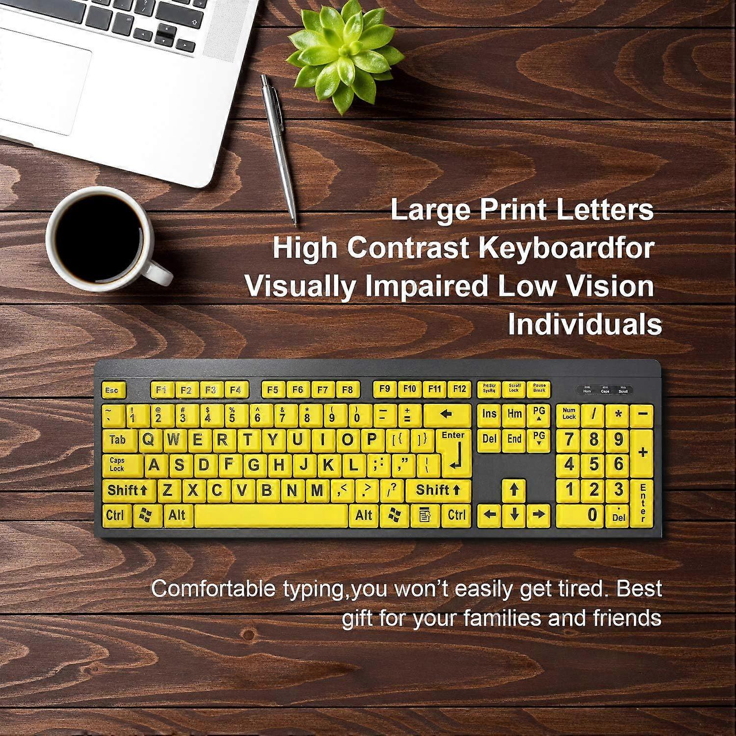 Spill Resistant, Membrane Key Switches Large Print Keyboard with ...
