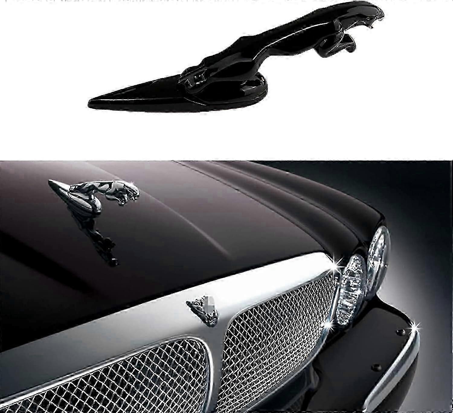 (Black) 3D Jaguar Emblem Car Logo - Chrome Eagle Badge Hood Ornament ...