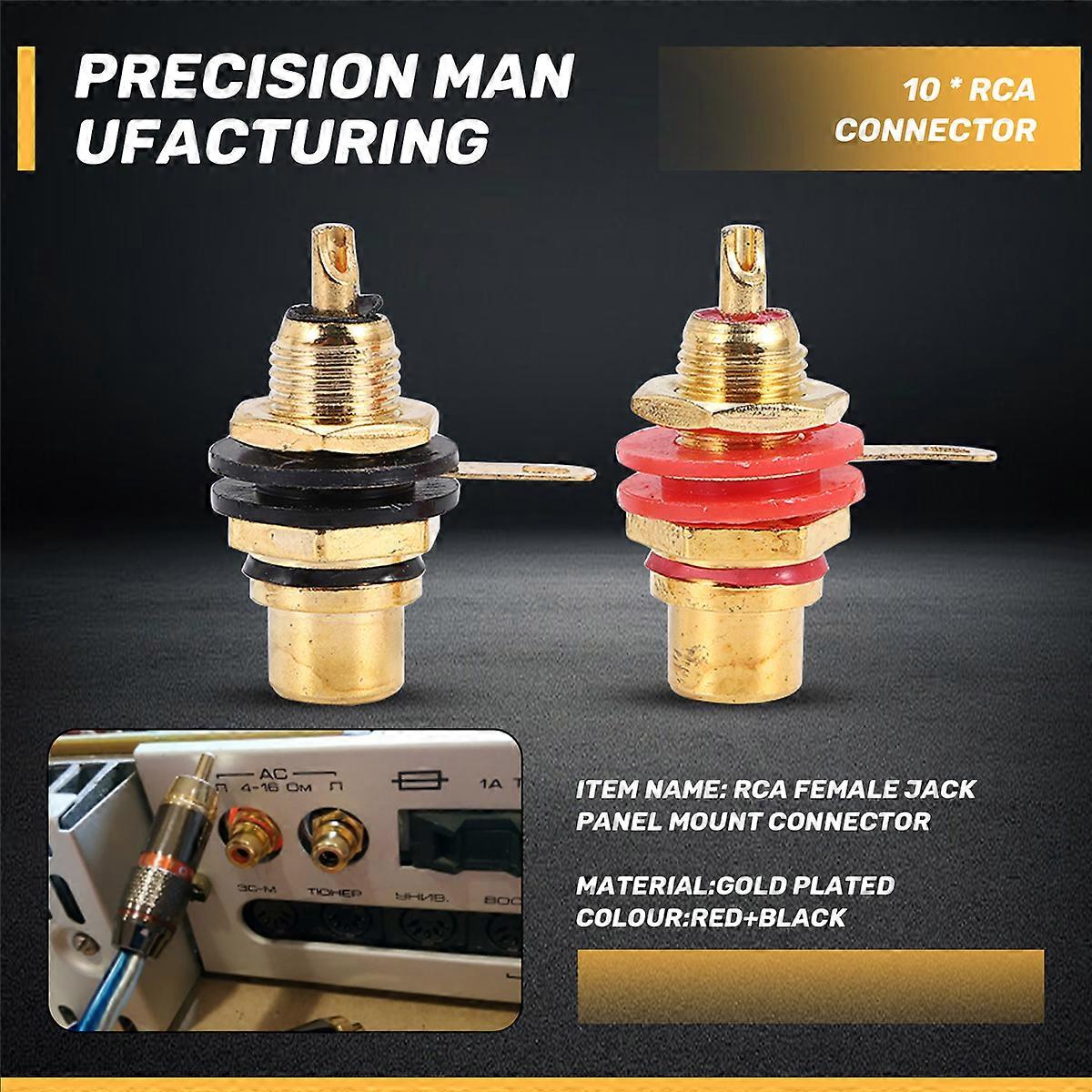 10Pcs/Lot RCA Connector Gold Plated Female Jack Socket Solder Wire ...