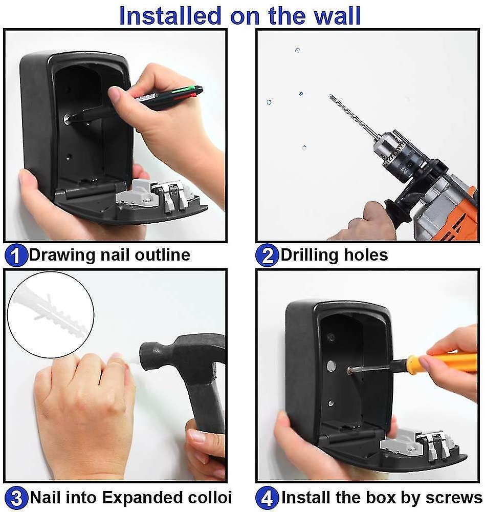 Key Box Lock,extra Large Combination Key Box, Outdoor Key Safe Wall ...