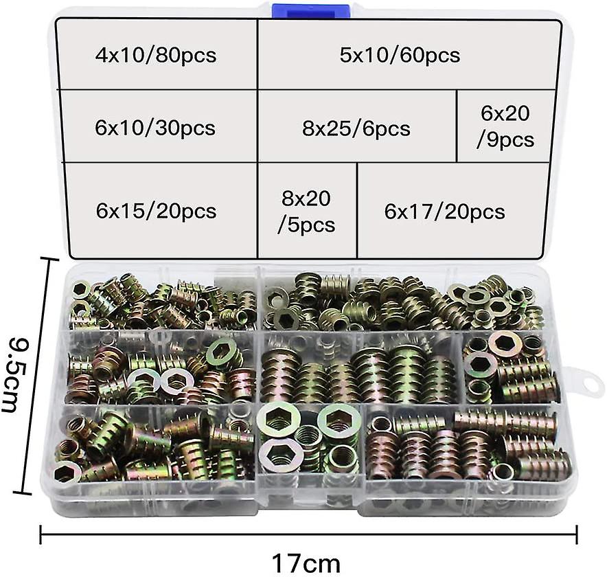 230 Pieces Zinc Alloy Hex Threaded Insert Nuts Threaded Inserts Insert ...