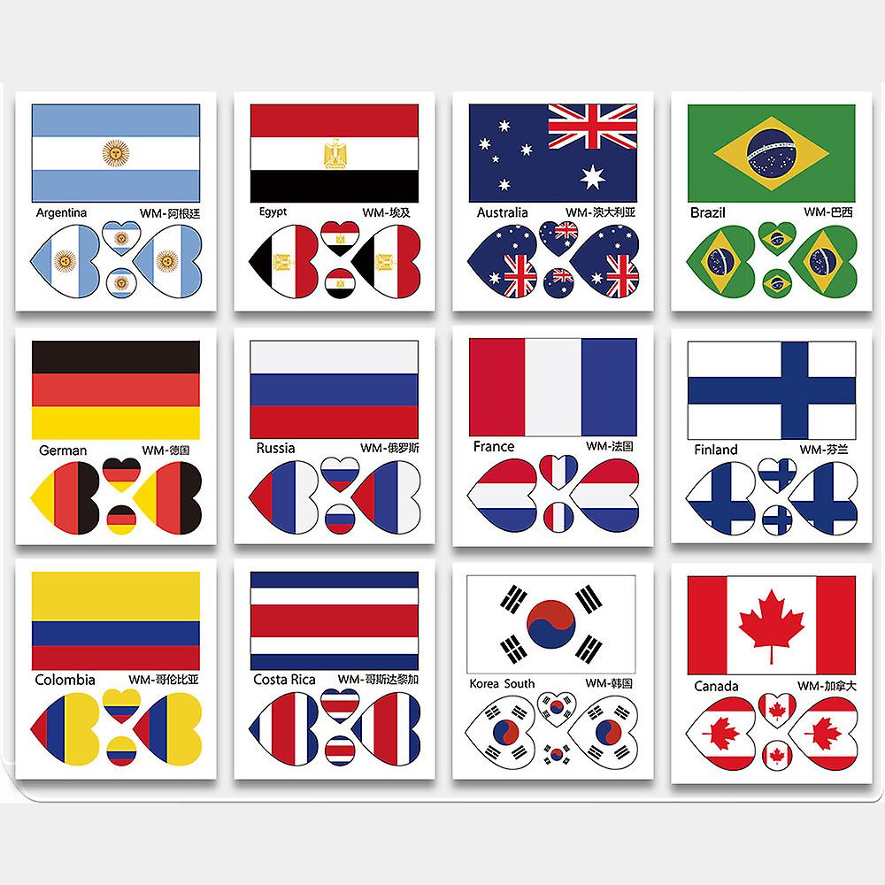 5pcs Countries Flag Tattoo National Fake Tattoo Euro Cup Temporary ...
