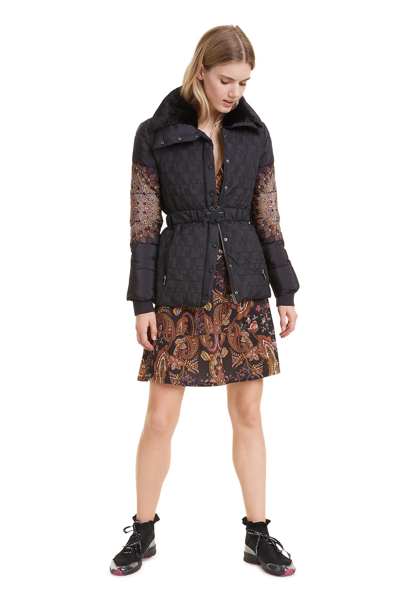 Desigual Women's Padded Aggu Coat with Mandala Sleeves | Fruugo UK