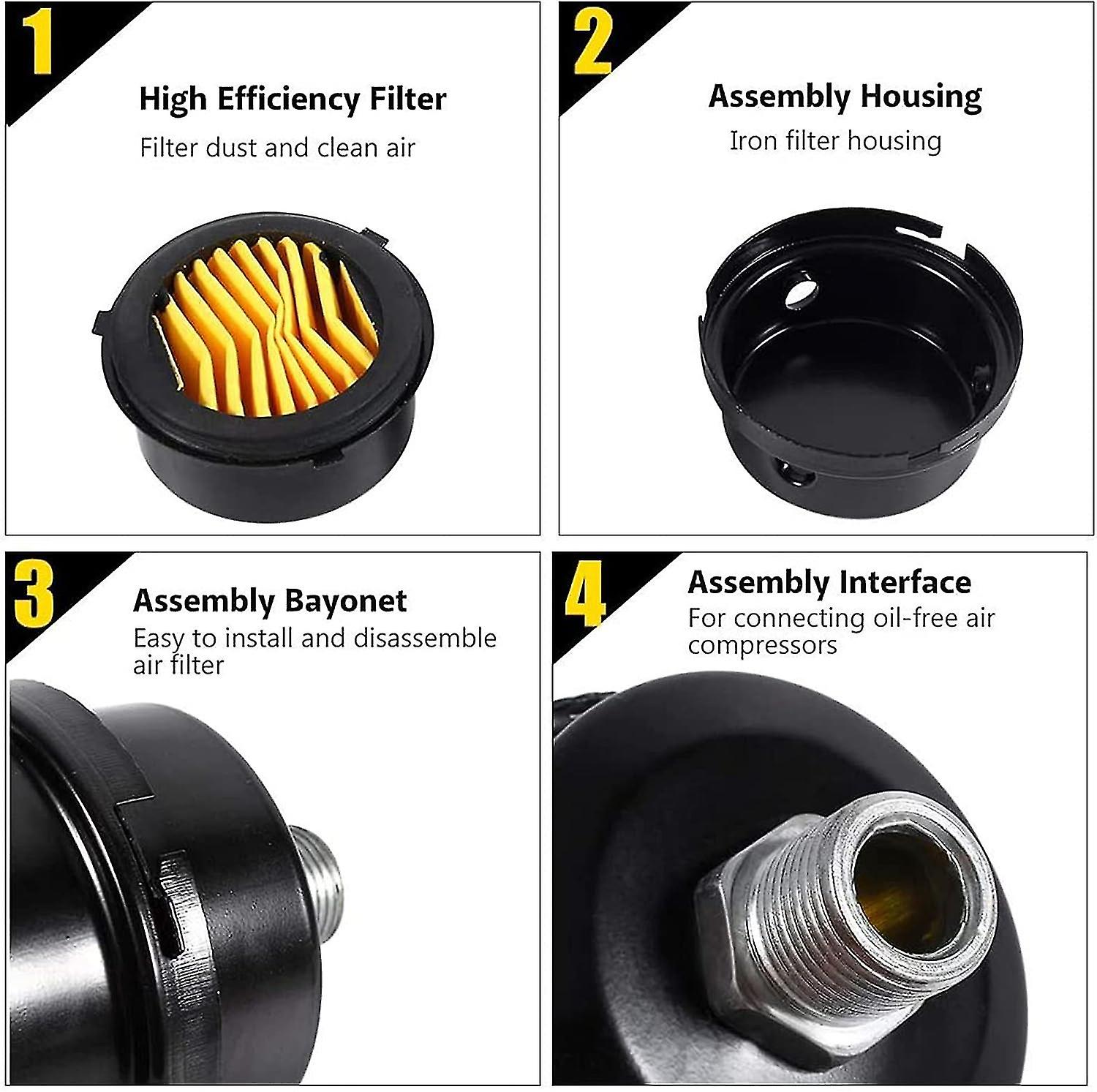 Intake Filter Muffler Air Filter For Compressor Black Air Compressor ...