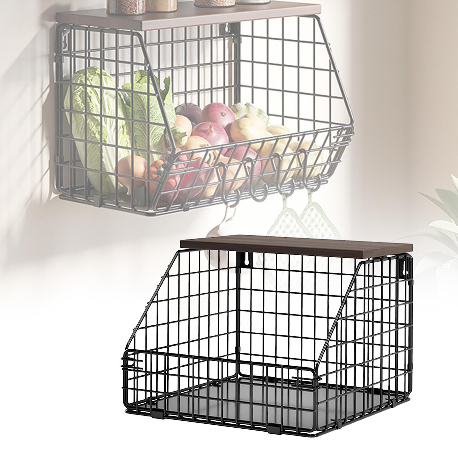 Kitchen Counter Basket Wire Storage Basket Metal for Counter Holder ...