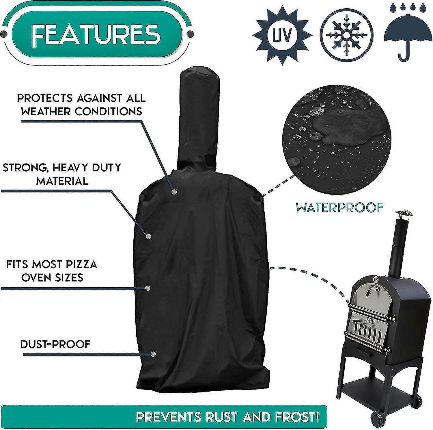 Premium Universal Pizza Oven Cover, 165cm - Solid, Resistant ...